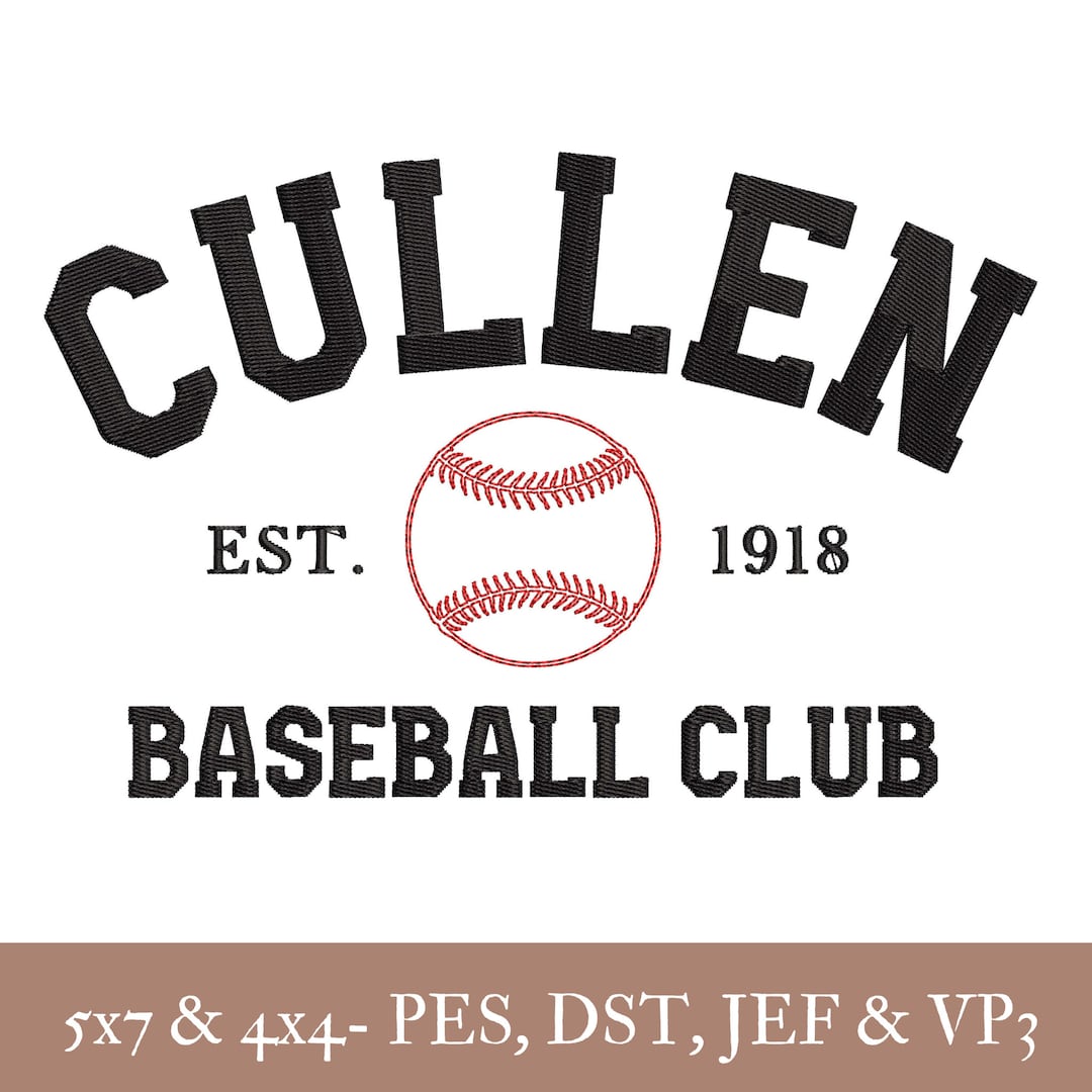 Cullen Baseball Twilight Inspired Machine Embroidery Design File 5x7 ...