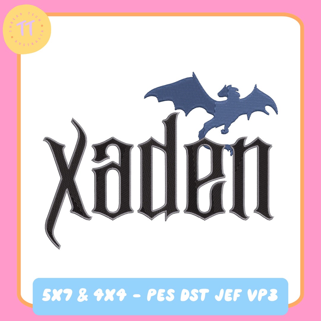 Machine Embroidery Design File | Xaden | Fourth Wing | 5x7 & 4x4 PES ...