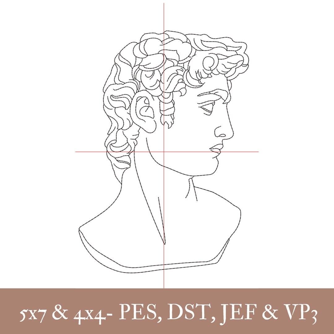 Statue of David Line Drawn Greek Statue Machine Embroidery - Etsy