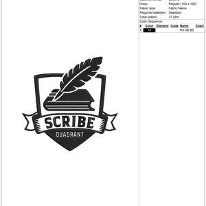 Fourth Wing Inspired Scribe Quadrant Machine Embroidery Design File 5x7 ...