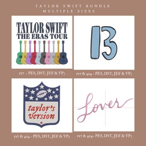 Taylor Swift Bundle Machine Embroidery Design File 5x7 & 4x4 PES DST ...