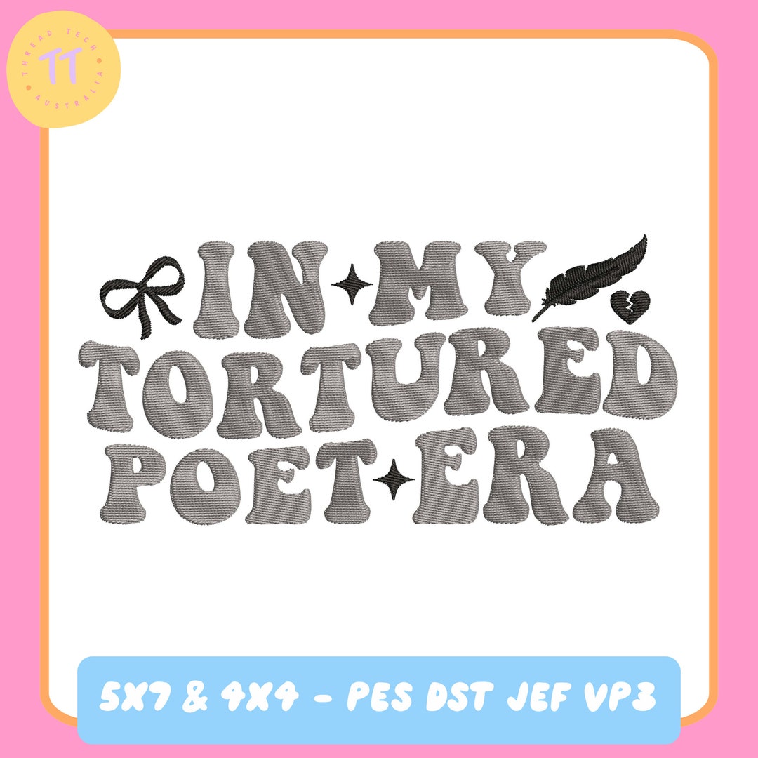 Machine Embroidery Design File 5x7 & 4x4 PES DST JEF VP3 Tortured Poet ...