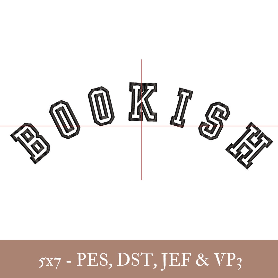 Bookish College Style Embroidery Design File 5x7 PES DST JEF VP3 Trendy ...