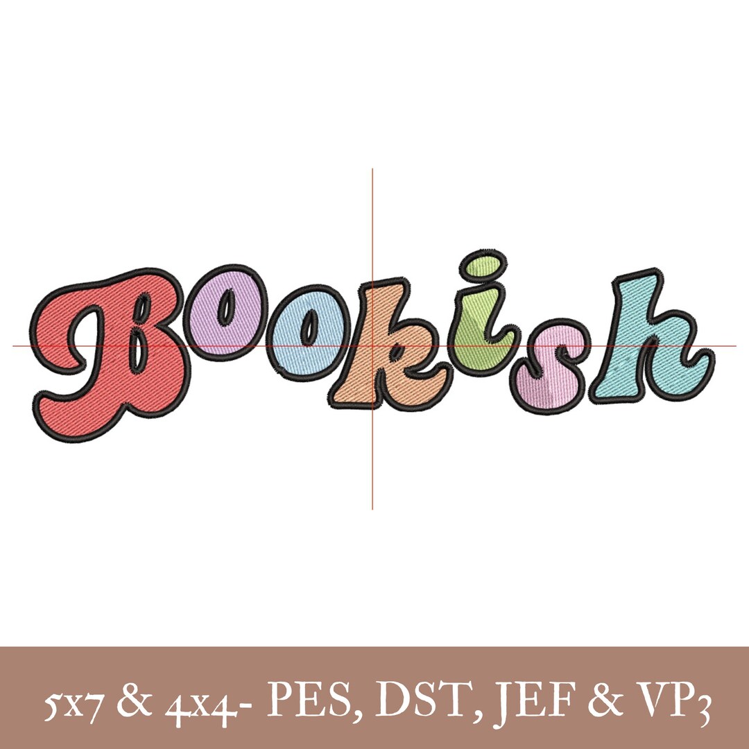 Bookish Embroidery Machine Embroidery Design File 5x7 & 4x4 PES JEF VP3 ...