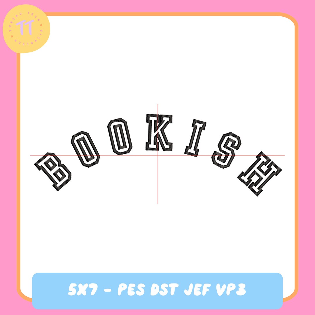 Bookish College Style Embroidery Design File 5x7 PES DST JEF VP3 Trendy ...