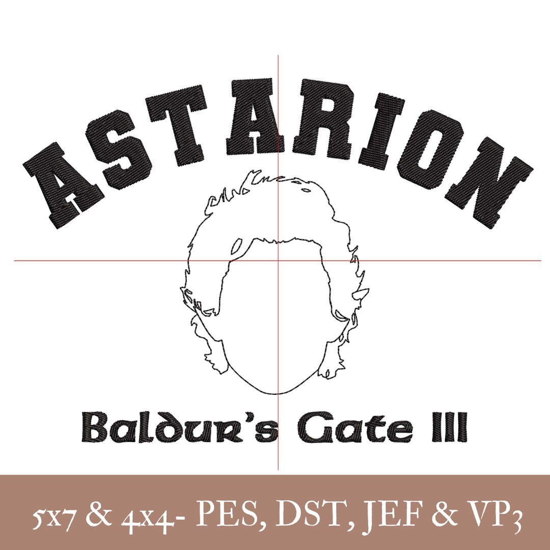 Astarion Baldur's Gate BG3 Machine Embroidery Design File 5x7 & 4x4 ...