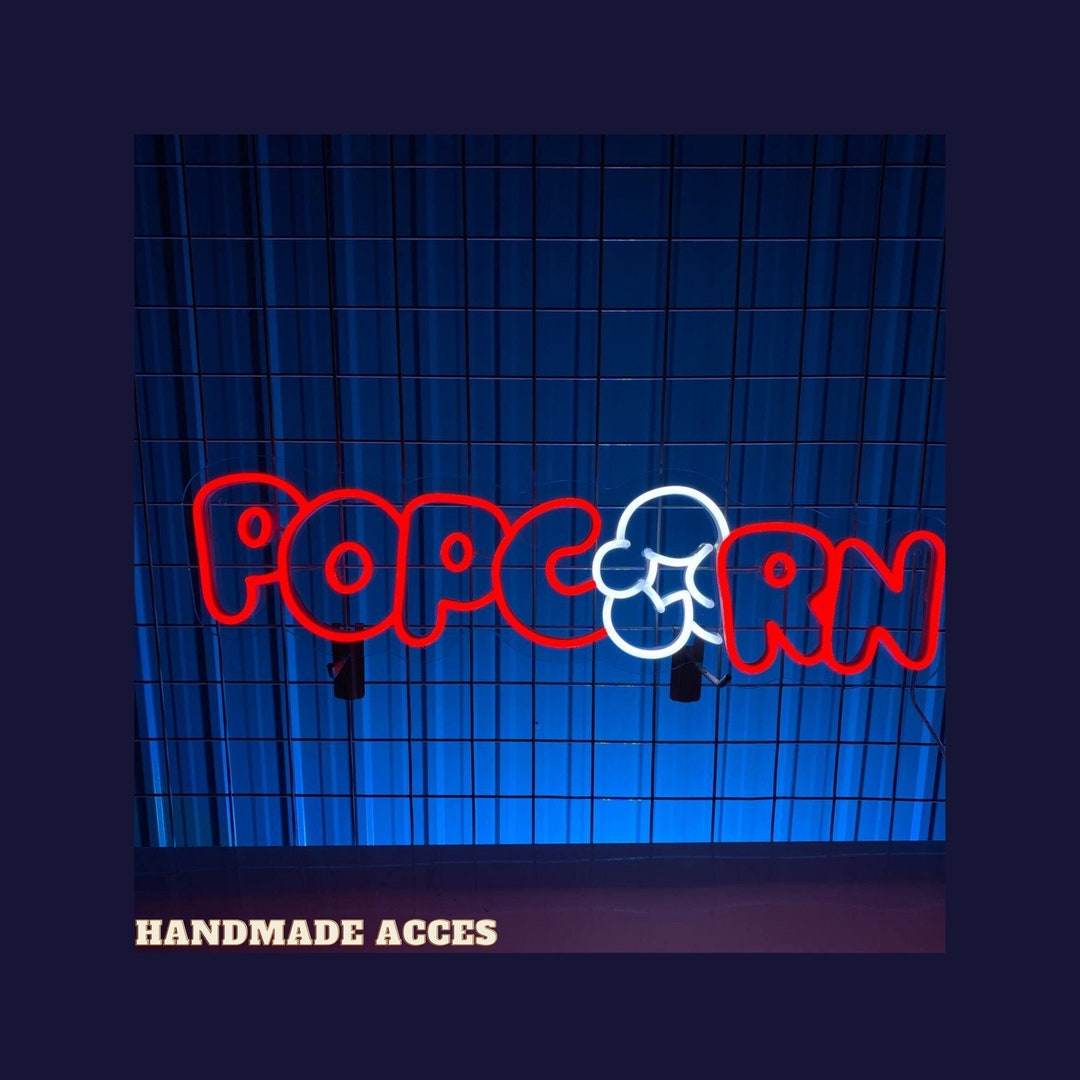 Popcorn Neon Sign Popcorn Signage Led Light Film Neon Sign - Etsy