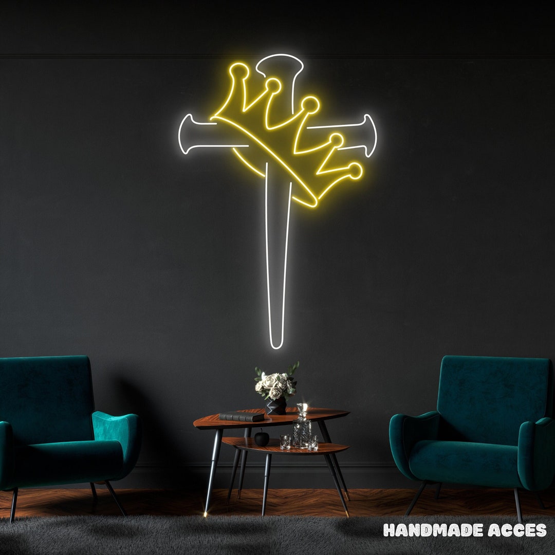 Crown and Sword Neon Signs Cross and Crown Led Sign Girl - Etsy