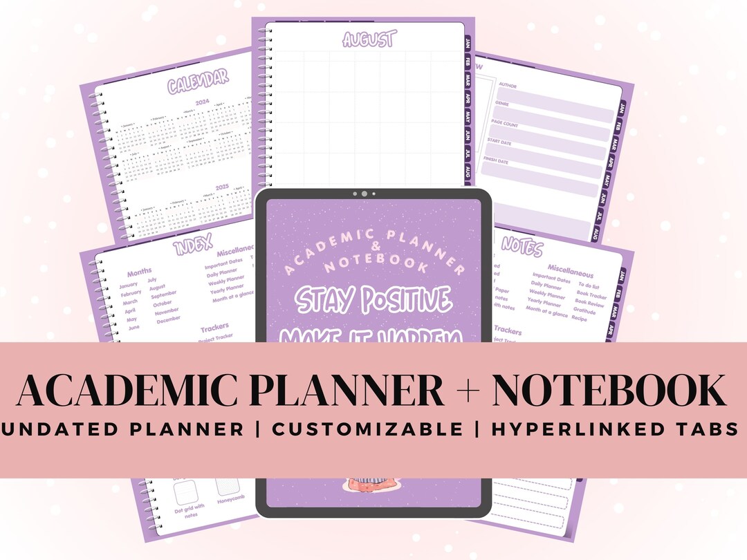 Undated Student Digital Planner Notebook, College Academic Planner ...