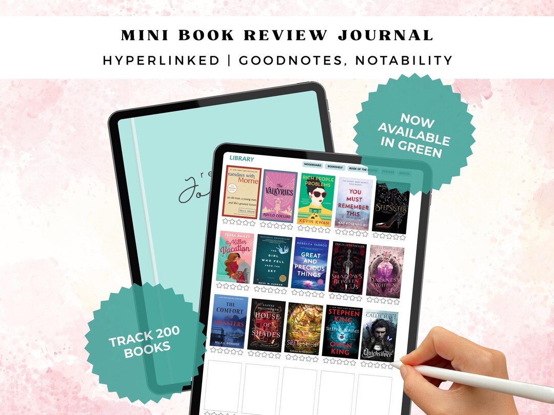 200 Mini Book Review Tracker Green | Digital Reading Log (PDF) - Etsy