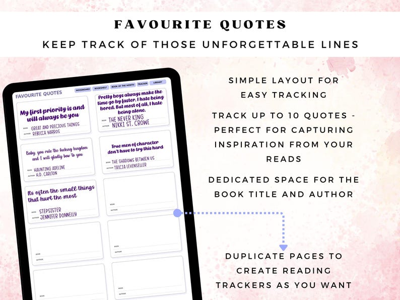 Purple Mini Book Review Tracker | Digital Reading Log (PDF) | 200 Books ...