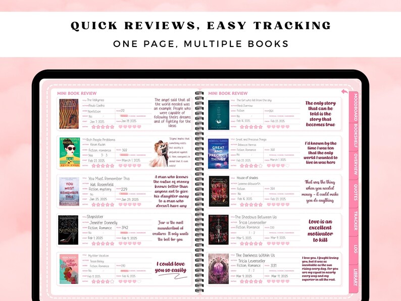 Digital Book Review Tracker | 200 Mini Reviews, iPad Compatible (PDF ...