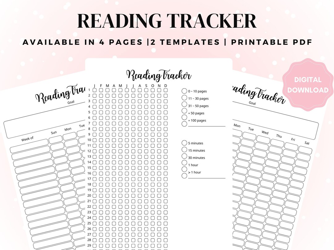 Printable Reading Tracker, Daily Reading Tracker, Printable Page ...