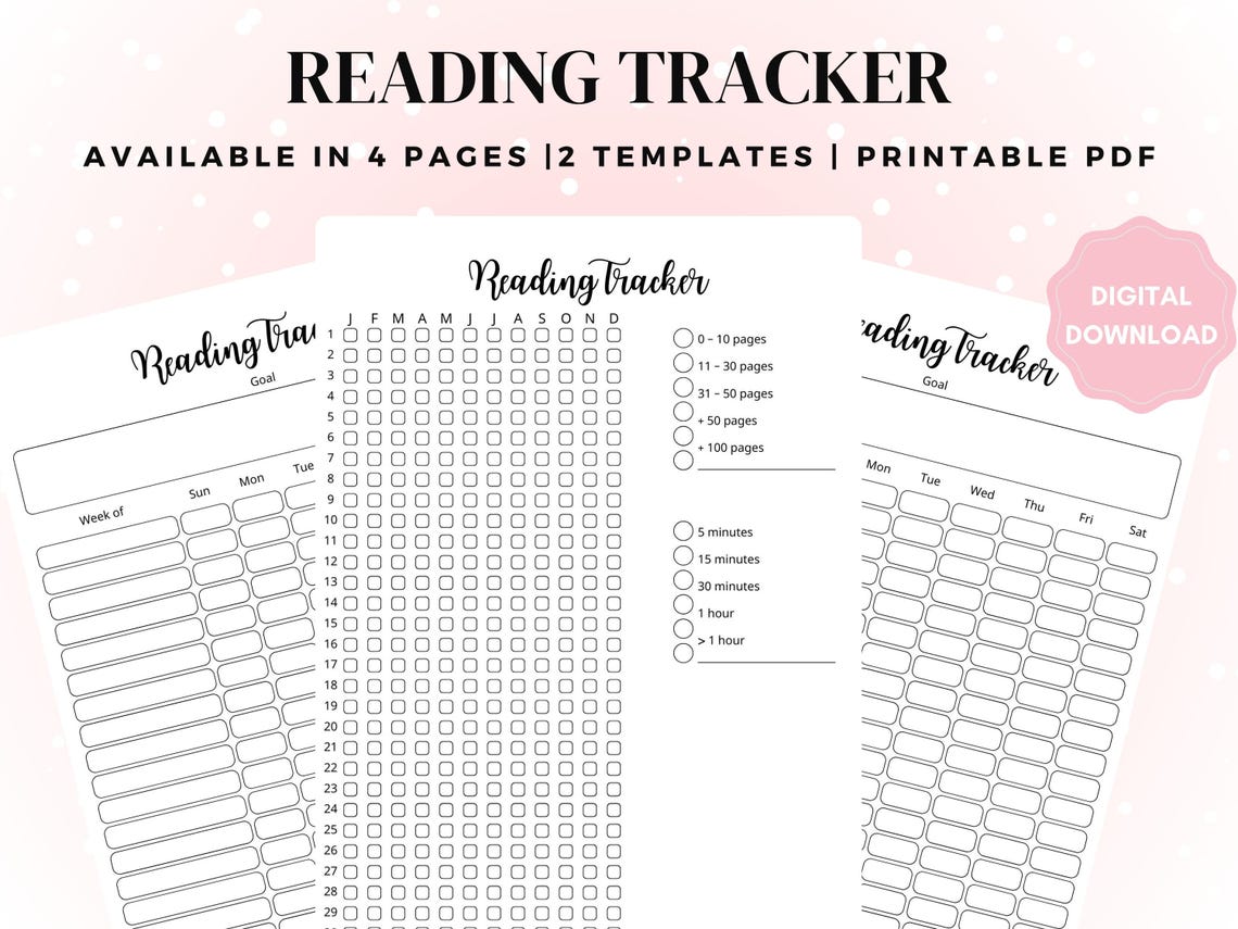 Printable Reading Tracker, Daily Reading Tracker, Printable Page ...