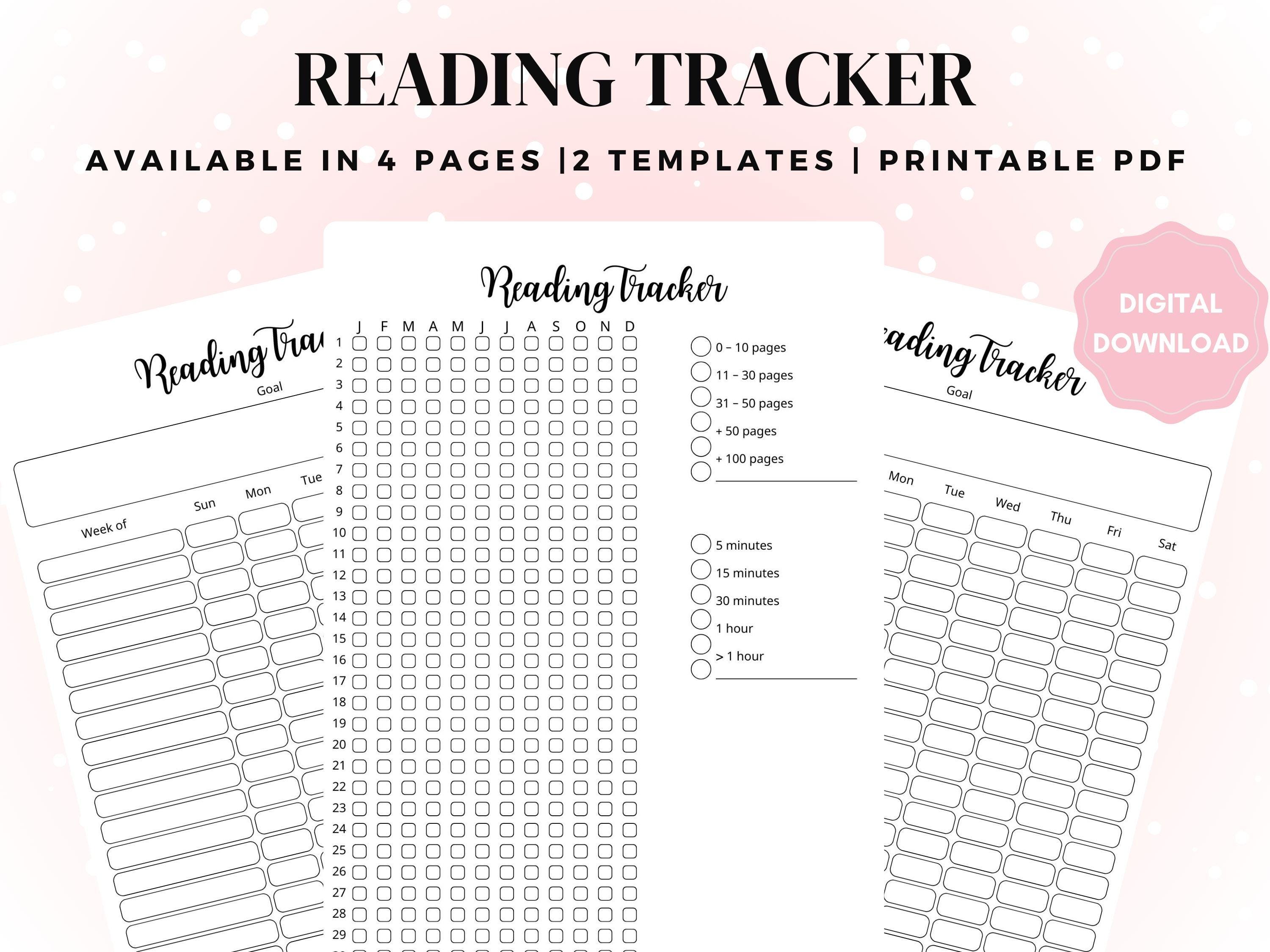 Printable Reading Tracker, Daily Reading Tracker, Printable Page ...