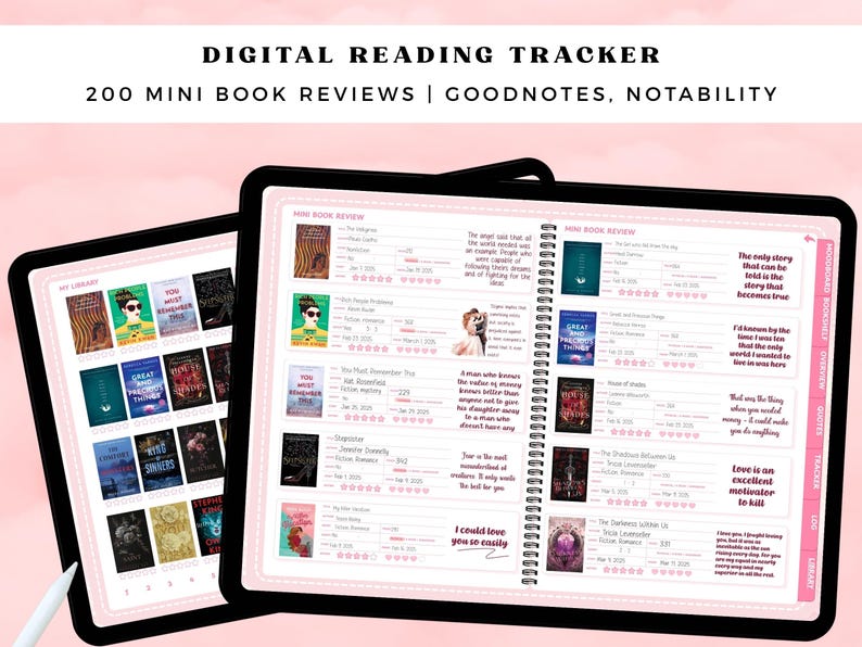 Digital Book Review Tracker | 200 Mini Reviews, iPad Compatible (PDF ...