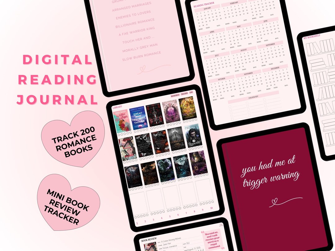 200 Mini Book Review Digital Journal in Pink | PDF Interactive Book ...