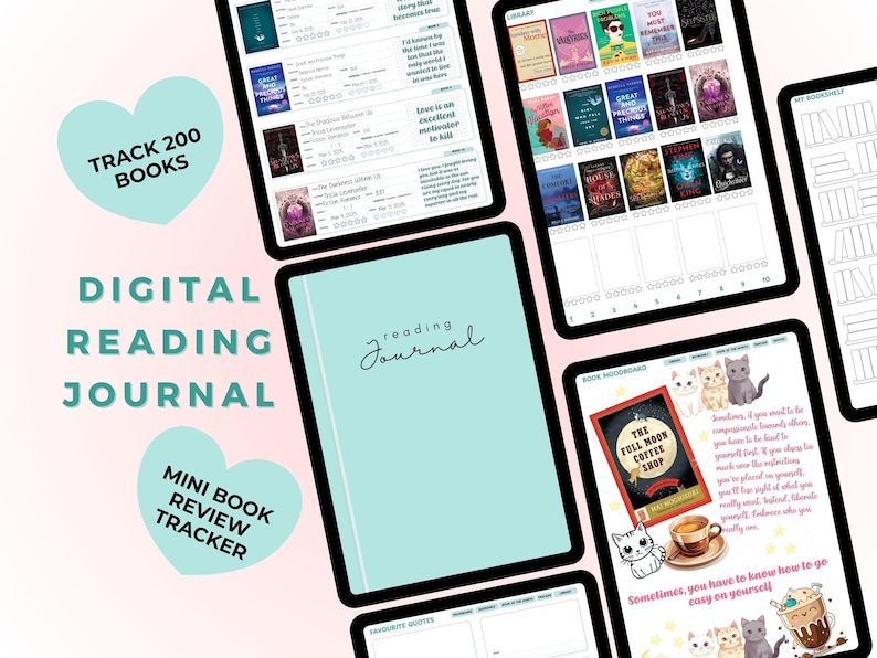 200 Mini Book Review Tracker Green | Digital Reading Log (PDF) - Etsy