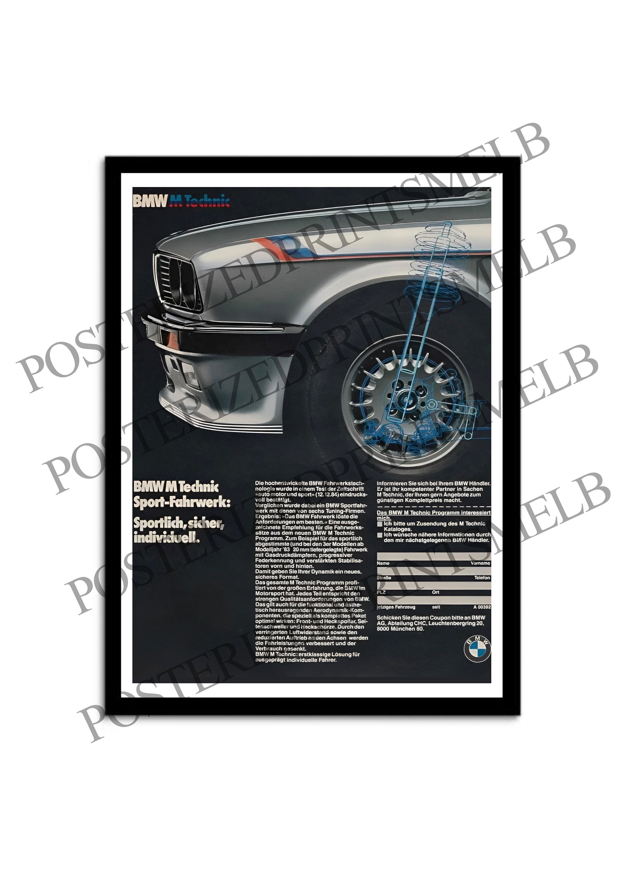 BMW E30 M3 Vintage Poster Print - Etsy