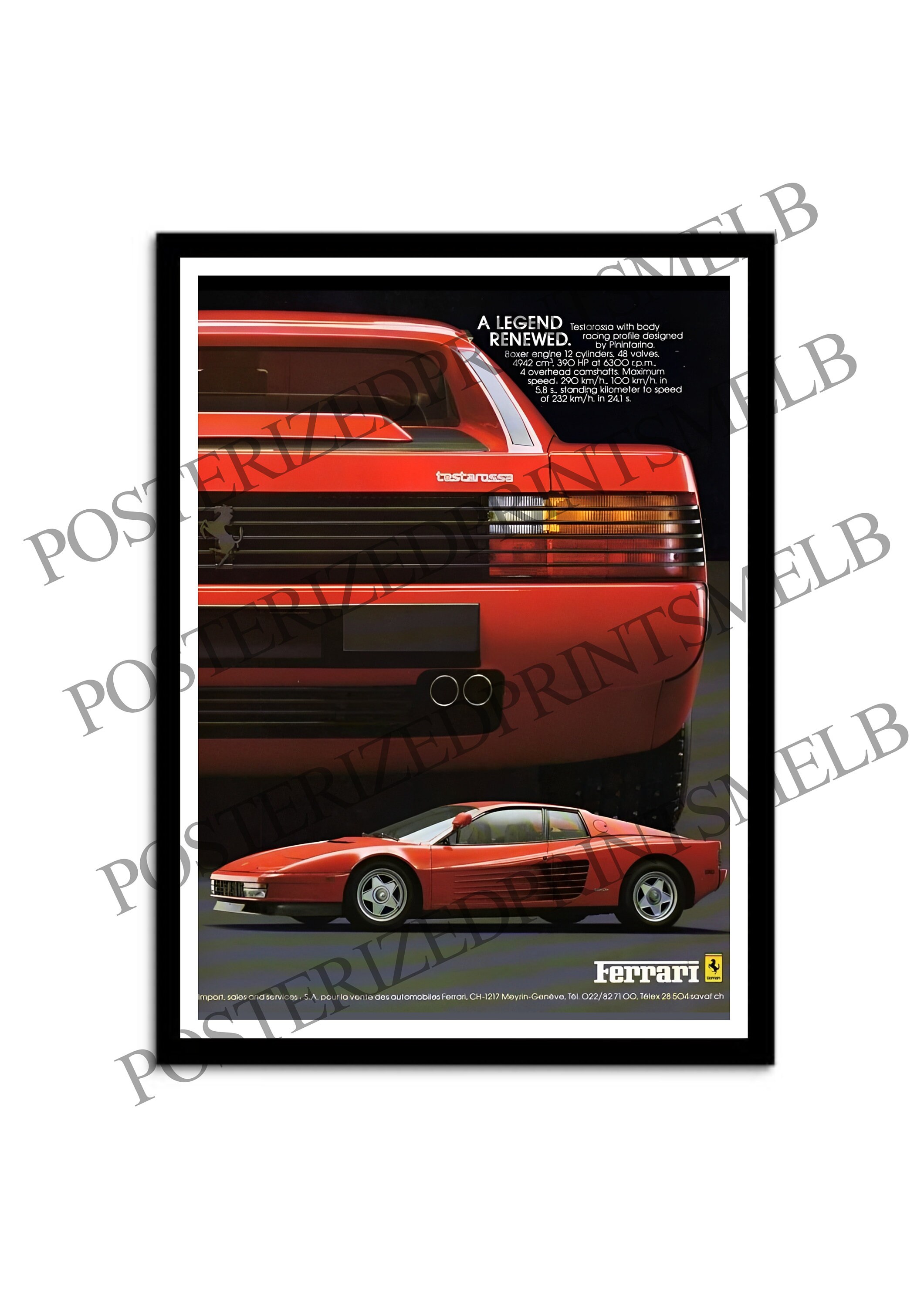Ferrari Testarossa Vintage Advertisement Poster - Etsy