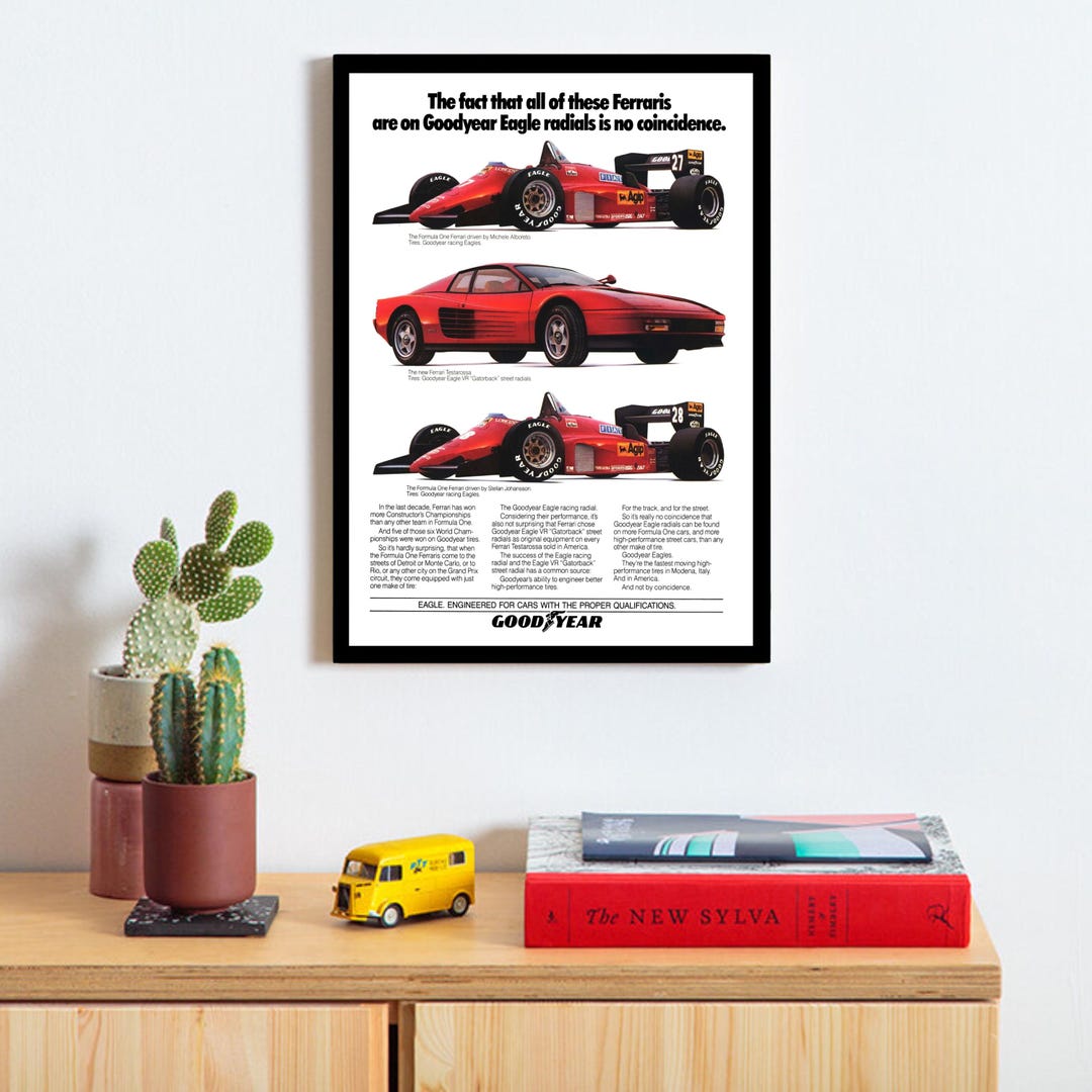 Ferrari Testarossa Goodyear Vintage Advertisement Poster - Etsy