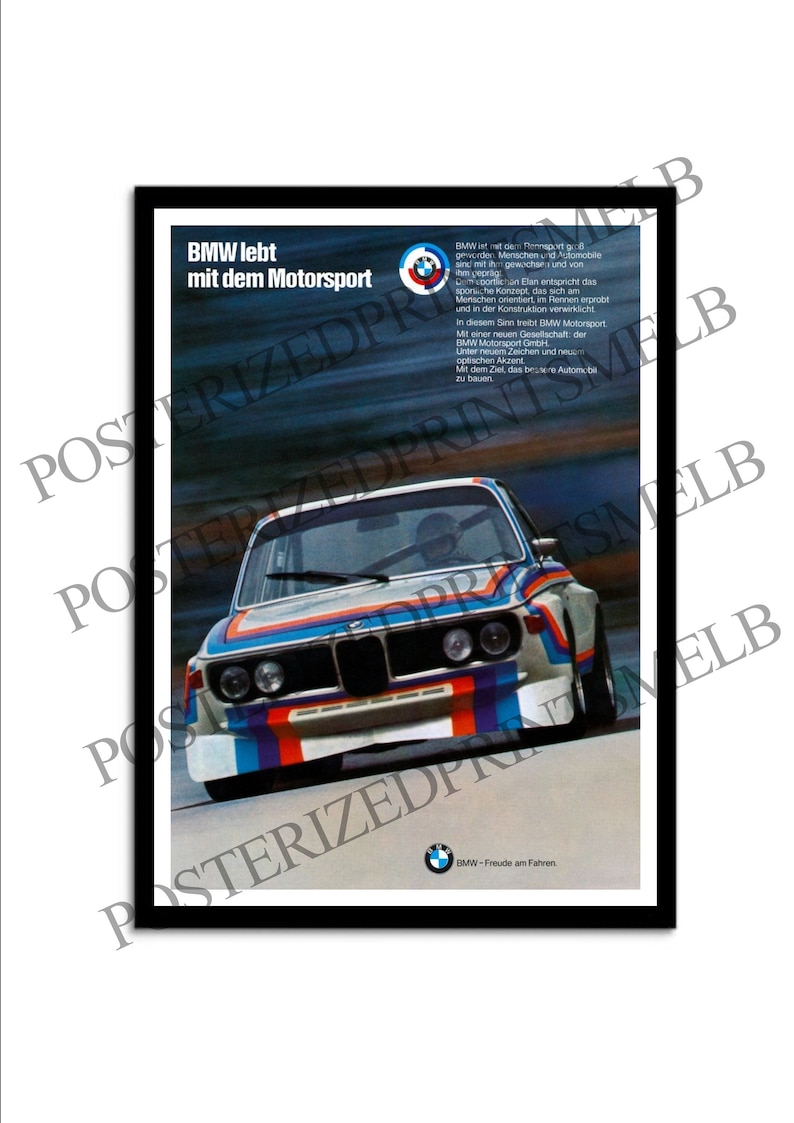 BMW 3.0CSL Vintage Racing Ad Poster - Etsy