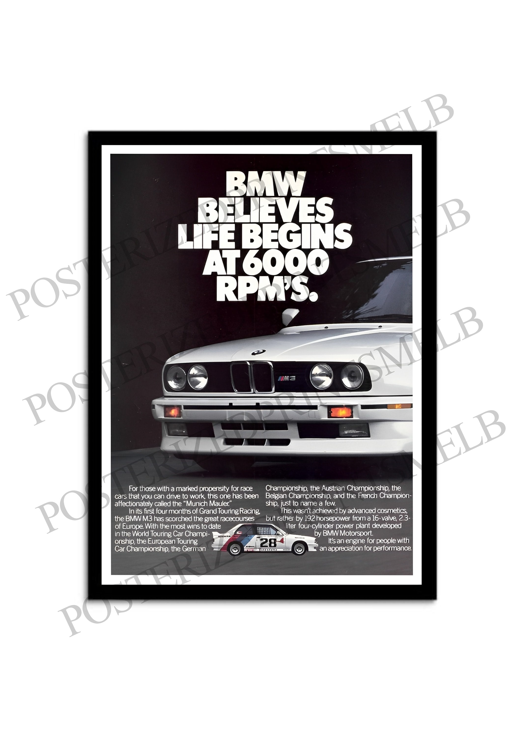 BMW E30 M3 Vintage Advertisement Poster - Etsy