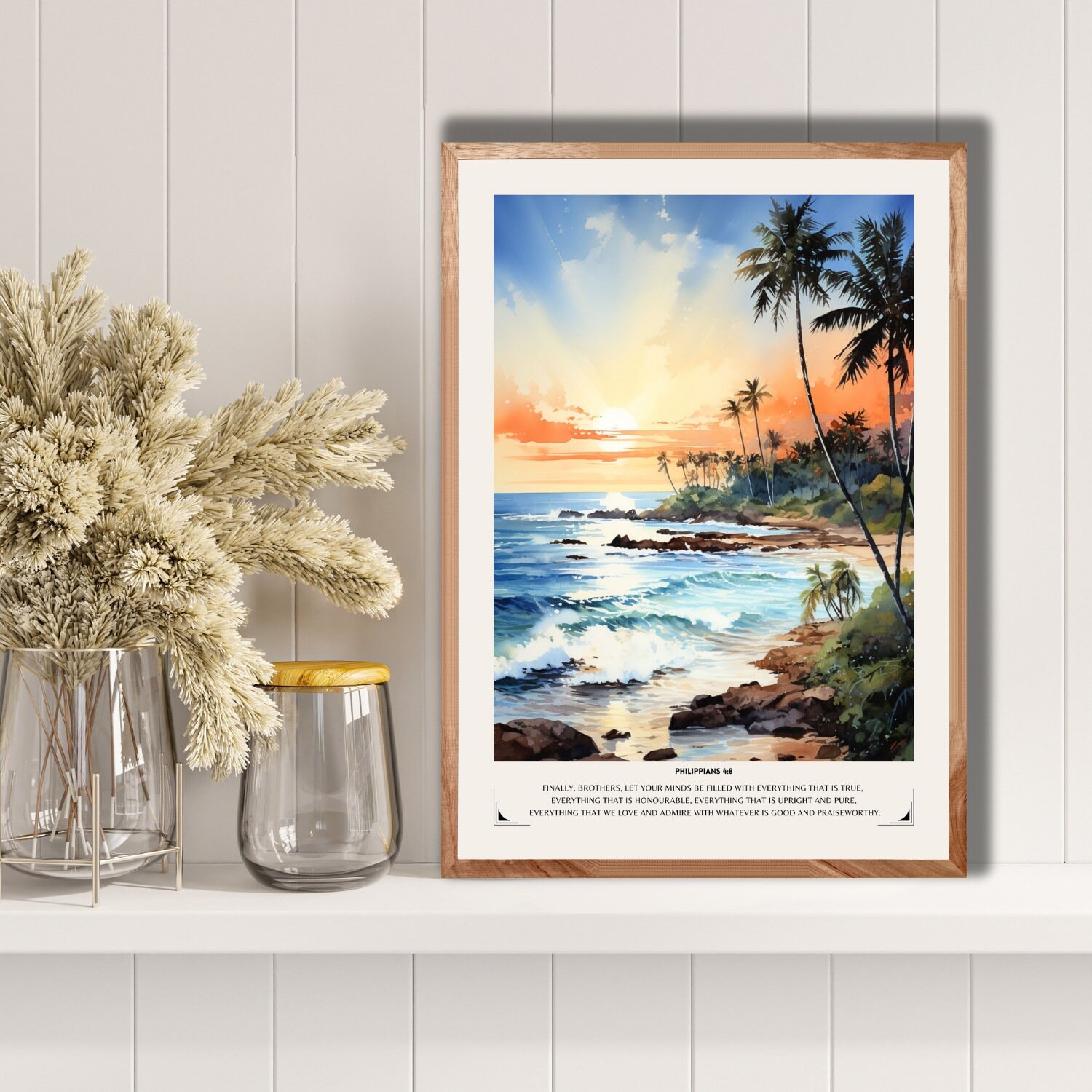 Philippians 4:8 Bible Verse Scripture Wall Art Digital Oil Painting ...