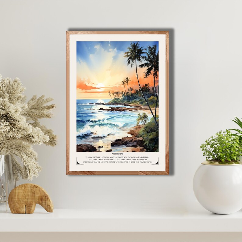 Philippians 4:8 Bible Verse Scripture Wall Art Digital Oil Painting ...