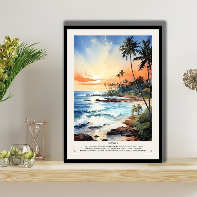 Philippians 4:8 Bible Verse Scripture Wall Art Digital Oil Painting ...