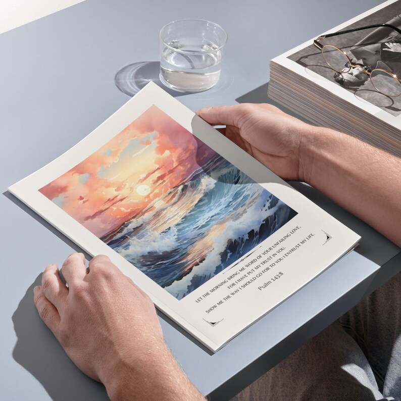 Psalm 143 Original Digital Painting With Bible Verses Sunset & Ocean ...