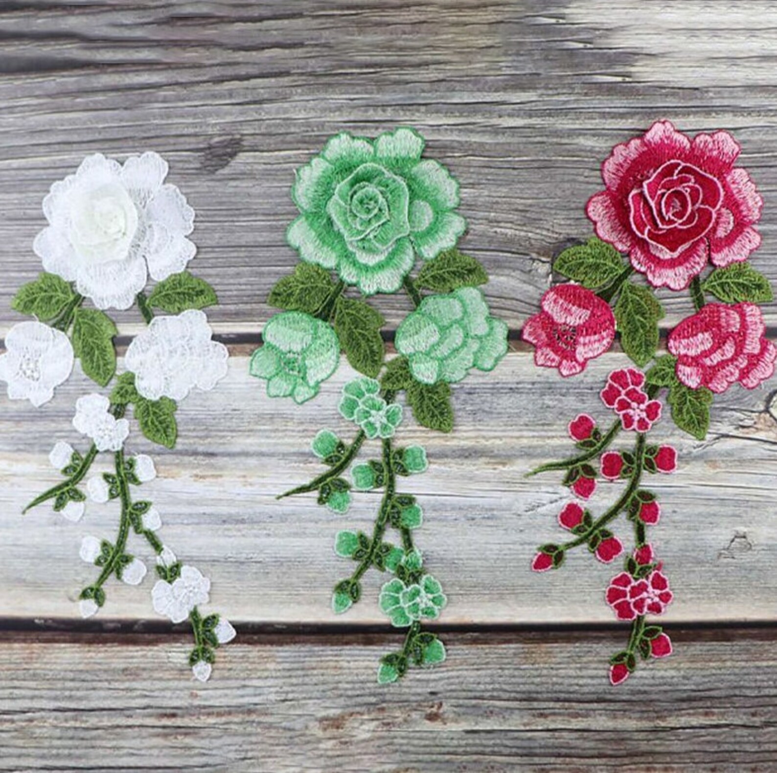 Rose Embroidered Sewing on Patches Flower Patch Stickers for Clothes ...