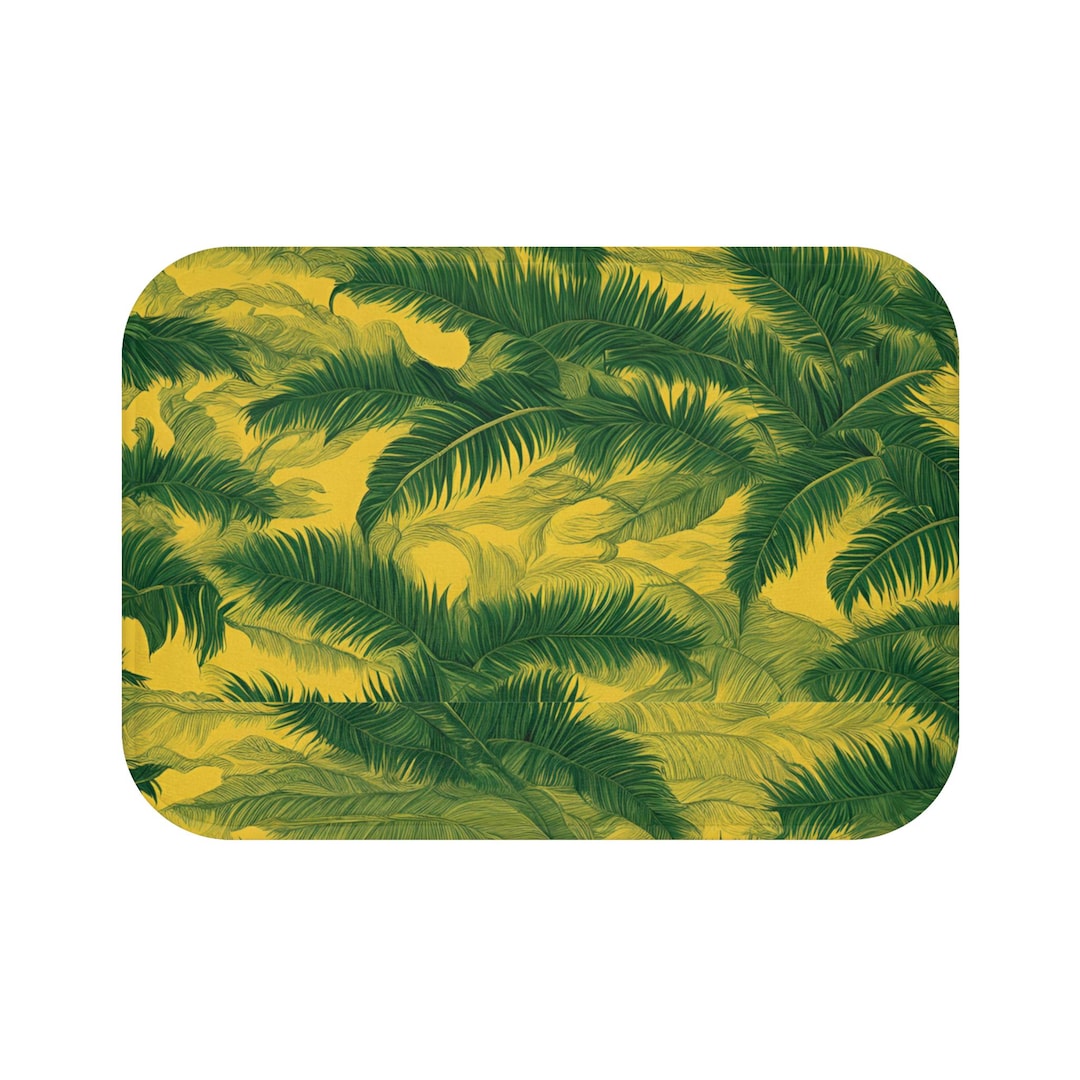 Tropical Palm Tree Bath Mat Jamaican Art Bathroom Decor Non-slip N Soft ...