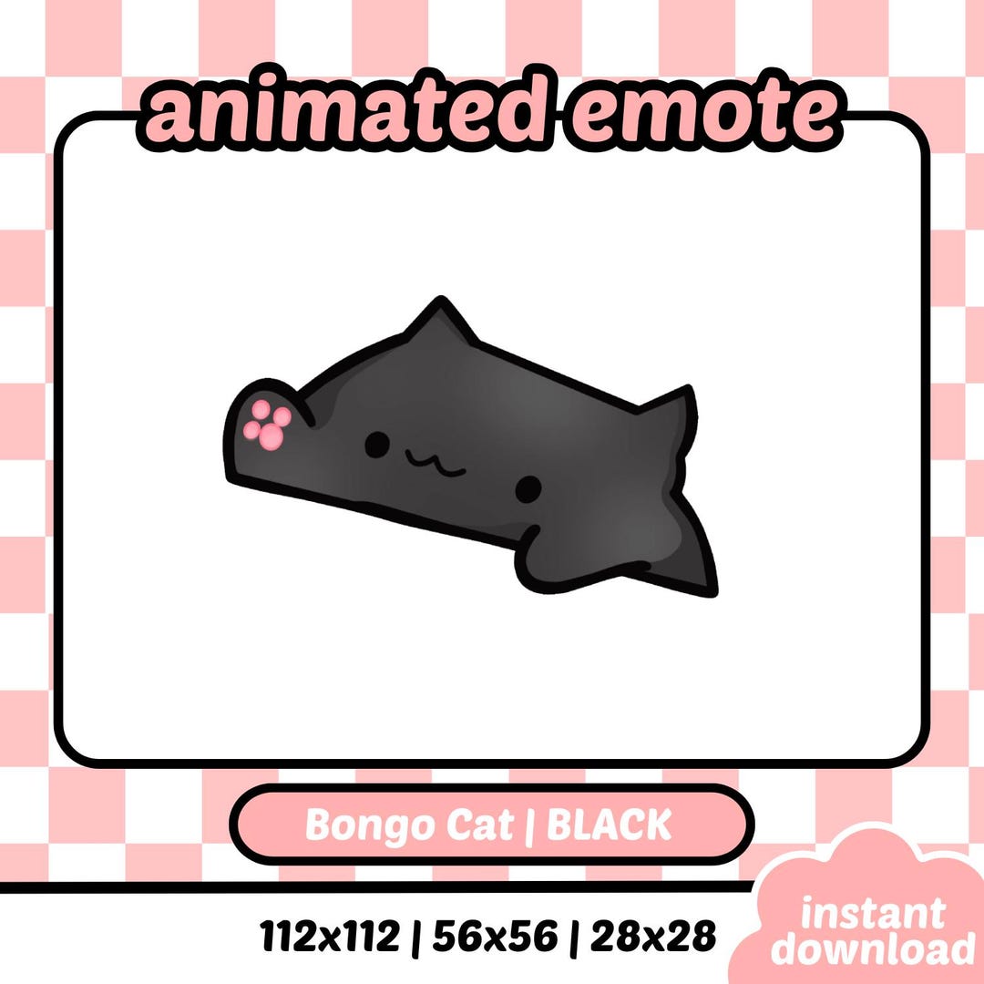 ANIMATED Black Bongo Cat Emote - Twitch Kick Youtube Discord Bongo Cat ...