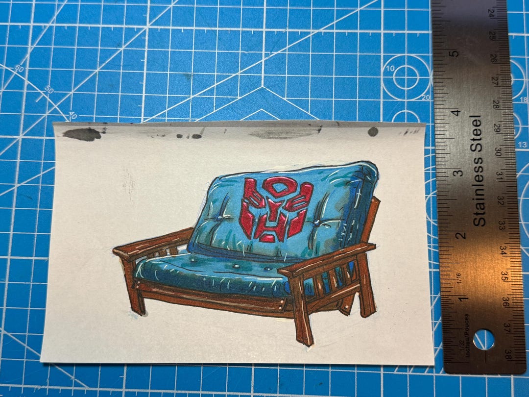 Autobot Futon - Original Sketchbook Drawing Pen Ink Marker Art 3.5 Inch ...