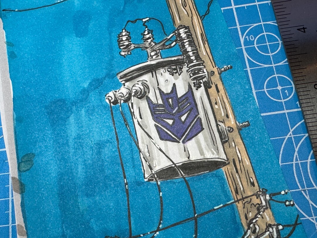 Decepticon Transformer Original Sketchbook Drawing Pen Ink Marker Art 3 ...
