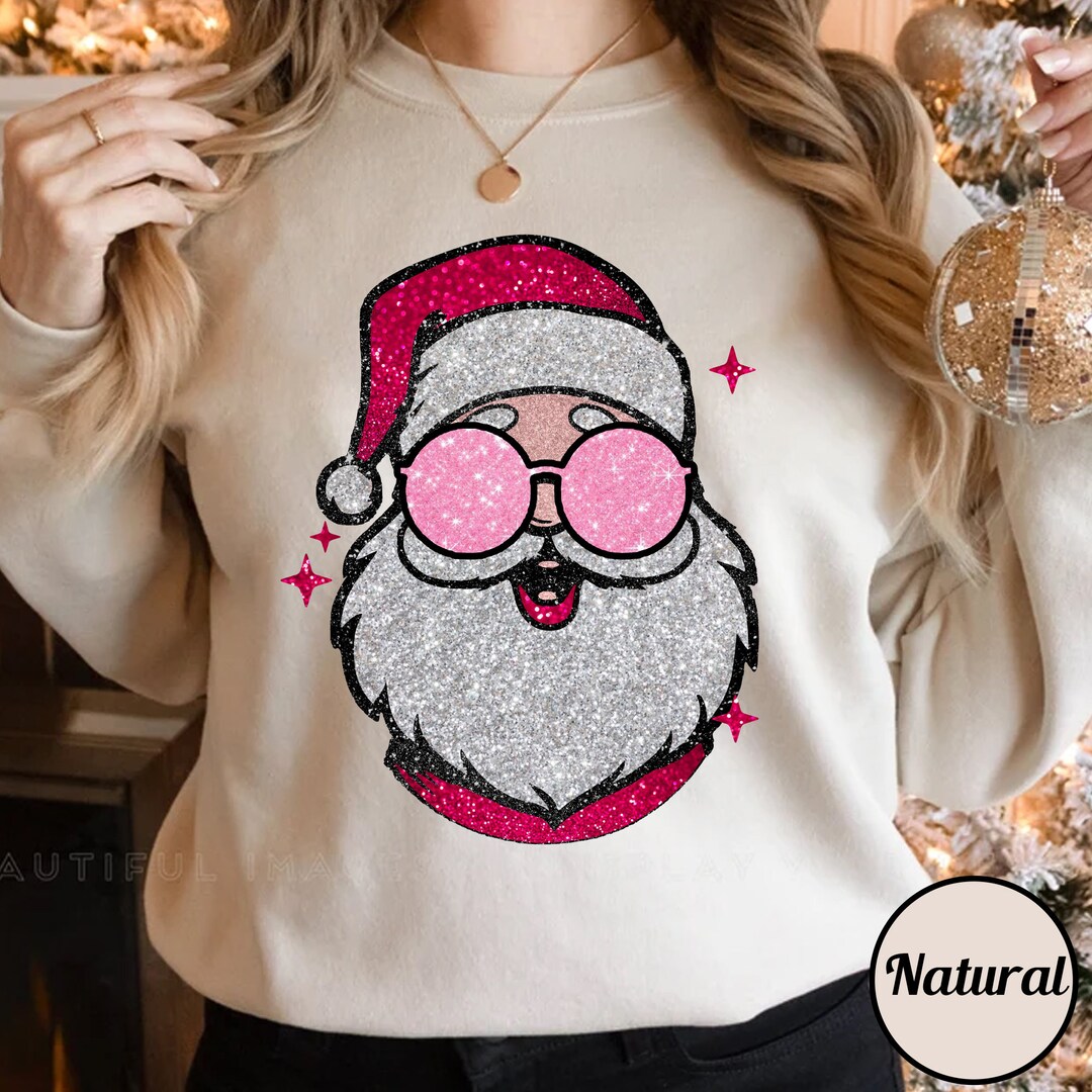Santa With Faux Sequin PNG pink Christmas Png Santa Claus - Etsy