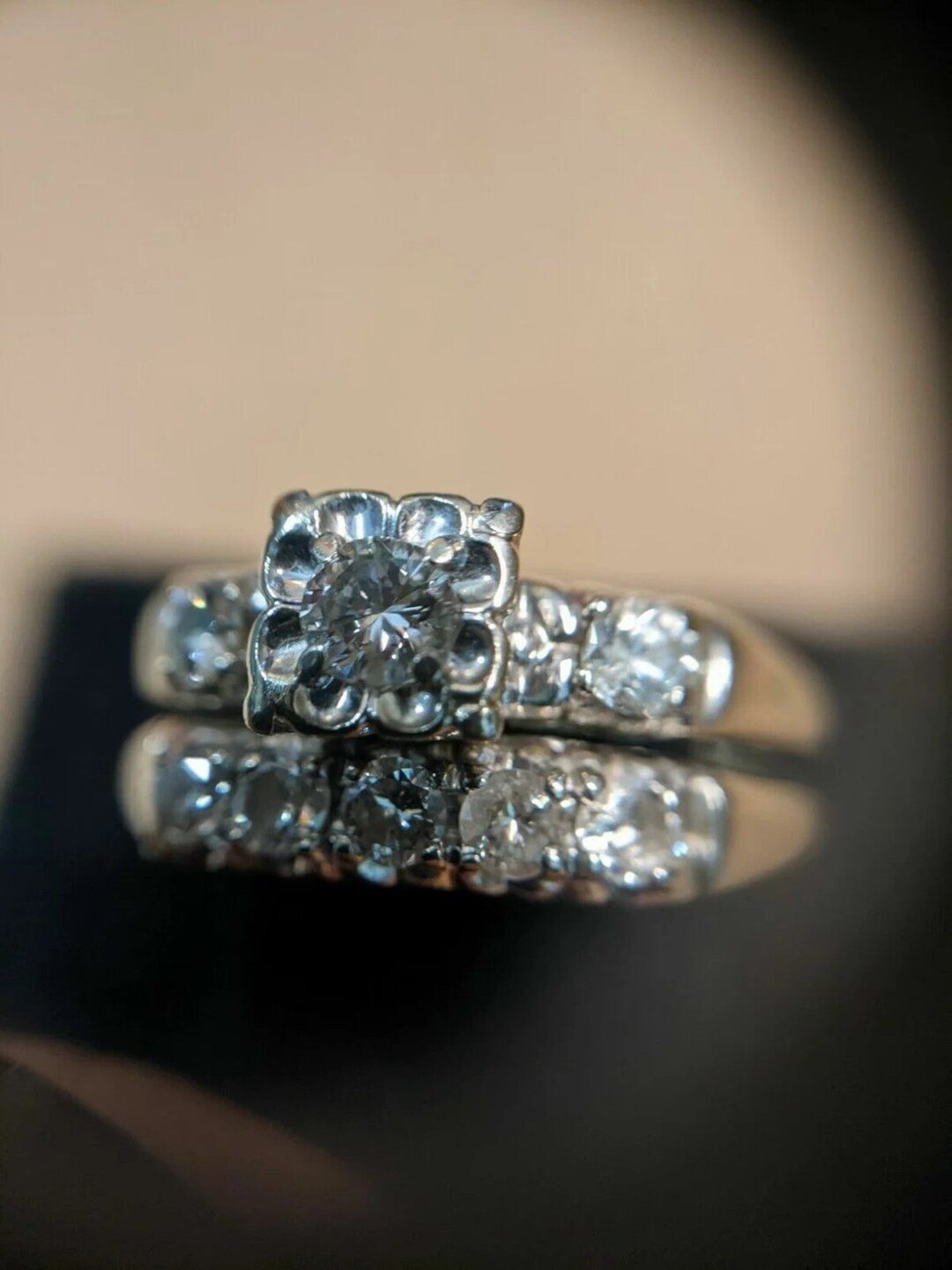 1920's Era Retro Art Deco Style Old Mine Cut Diamond Engagement Ring ...