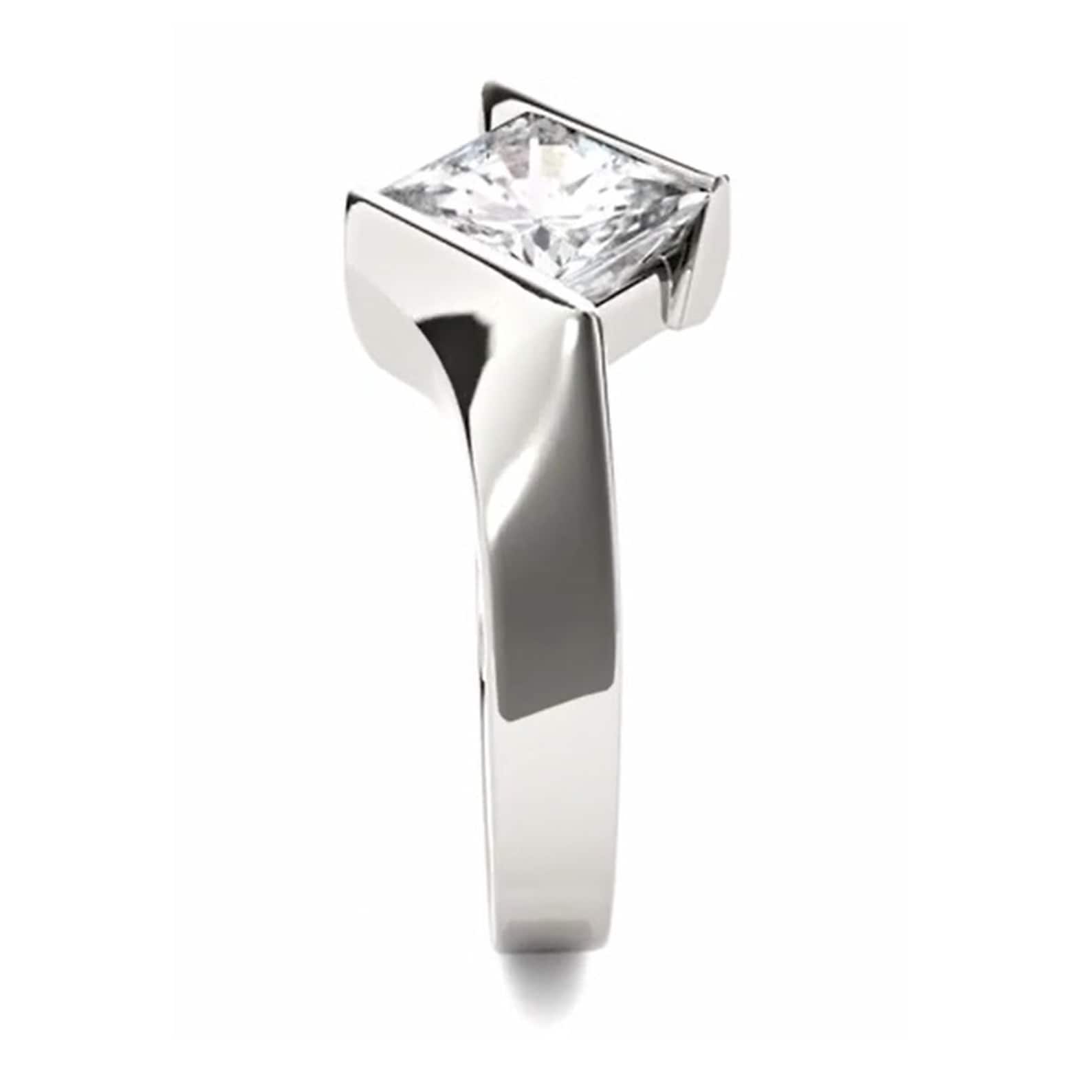 Solitaire Tension Set Stunning 1 CT Princess Cut Diamond Engagement ...