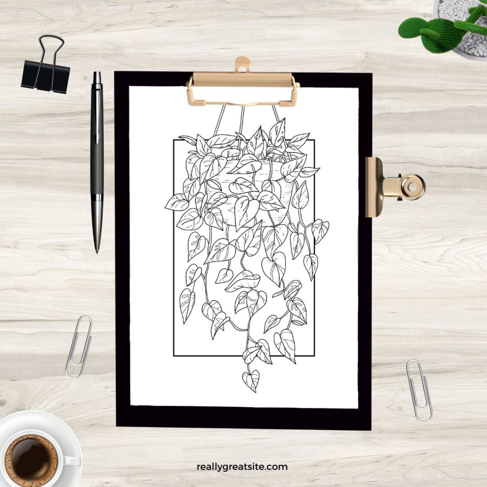 Pothos Plant Coloring Page - Etsy