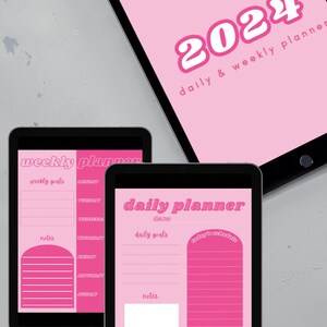 2024 Digital Weekly & Daily Planner, Trendy Pink Daily Planner, Pink ...