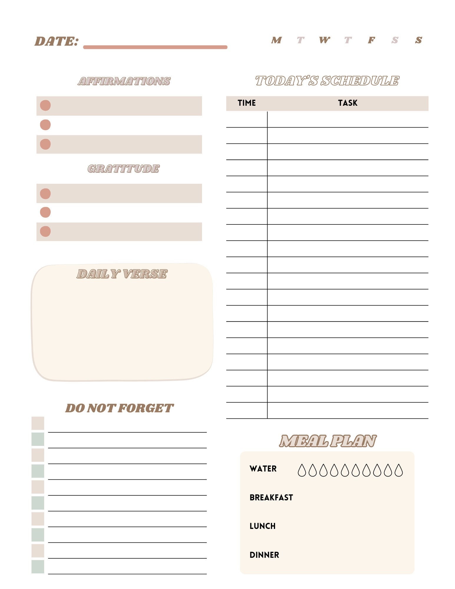 Daily Digital Planner & Habit Tracker, Christian Daily Planner, Simple ...