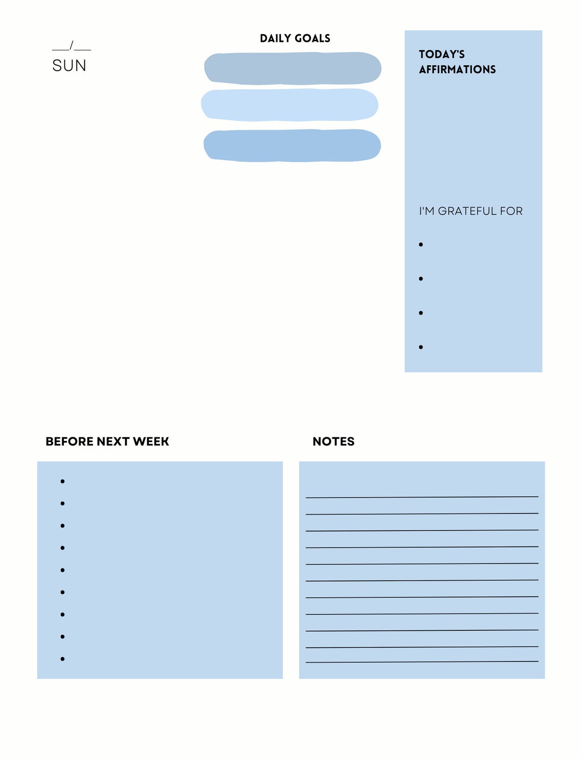 Daily Digital Planner, Simple Minimalistic Digital Planner, Self-care ...