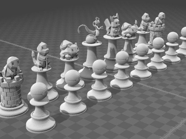 Low Poly Pokemon Chess Set STL Chess Set Game - Etsy