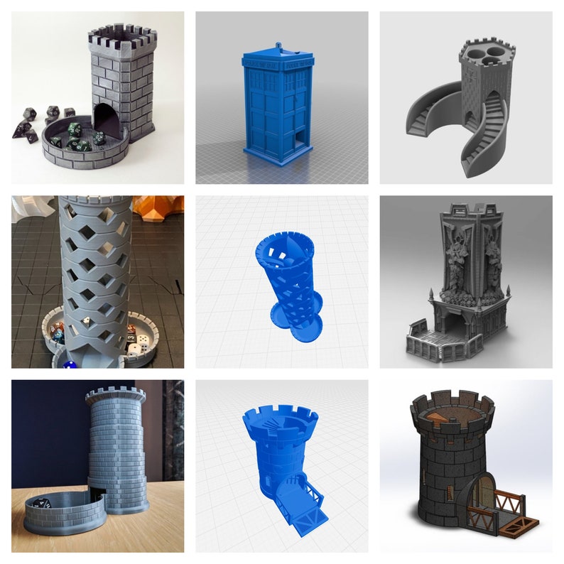 Dice Tower Variety Bundle | STL 3D Print Files | 7 Dice Towers Included ...