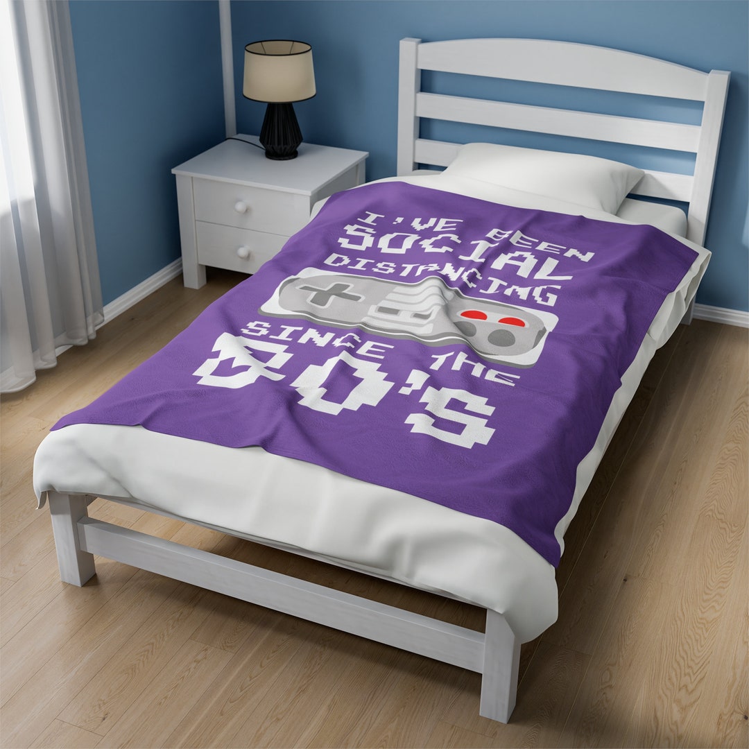 Social Distancing Since the 80's Plush Purple Blanket Soft Velveteen ...