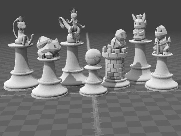 Low Poly Pokemon Chess Set STL Chess Set Game - Etsy