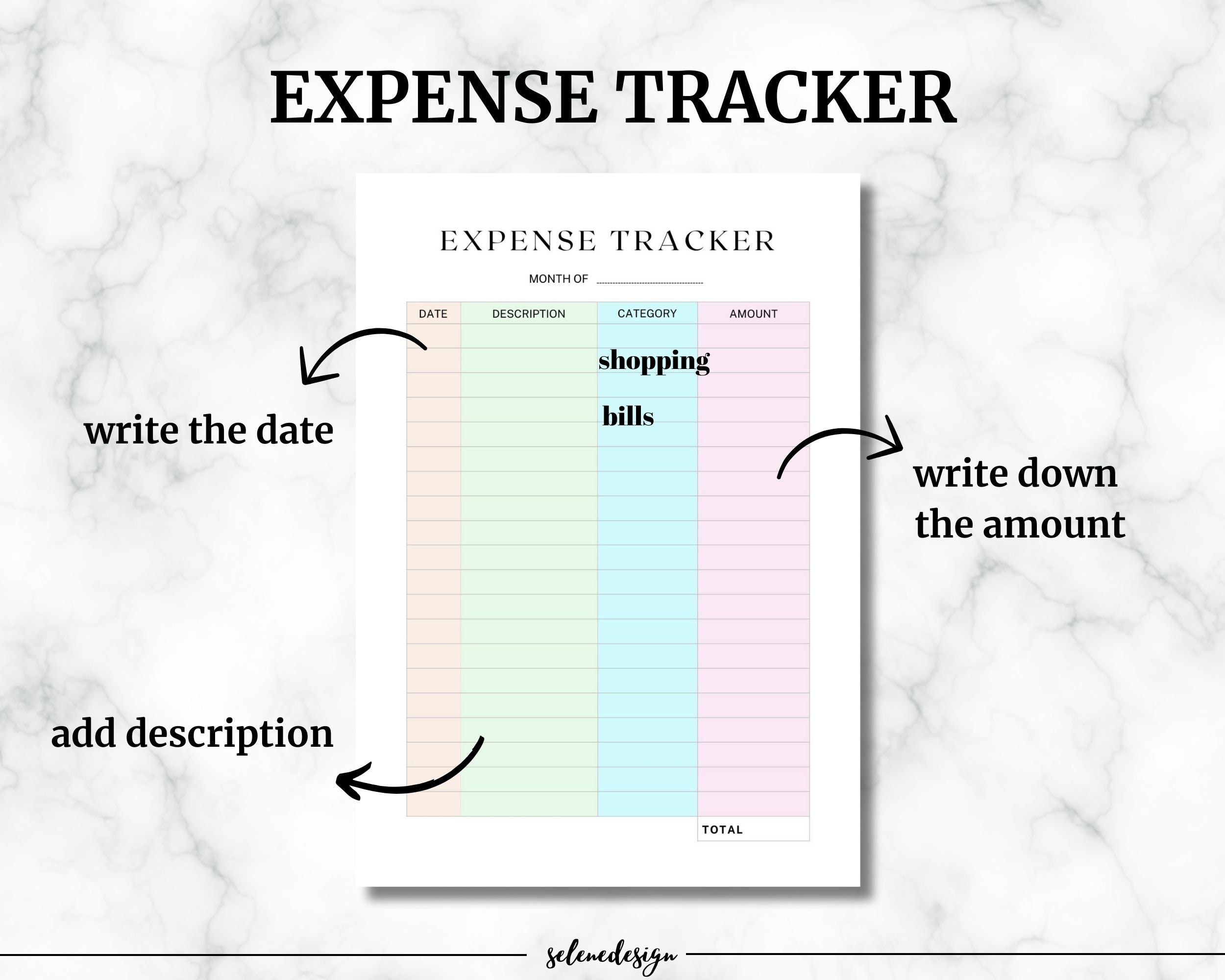 Expense Tracker Printable Spending Tracker Minimalistic Budget Template ...