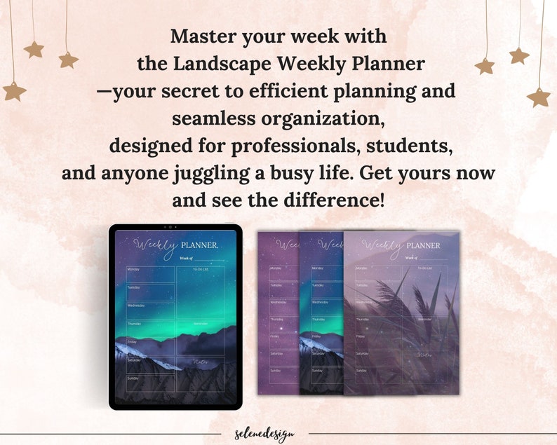 Weekly Landscape Planner Printable Weekly Plan With Landscape Weekly ...