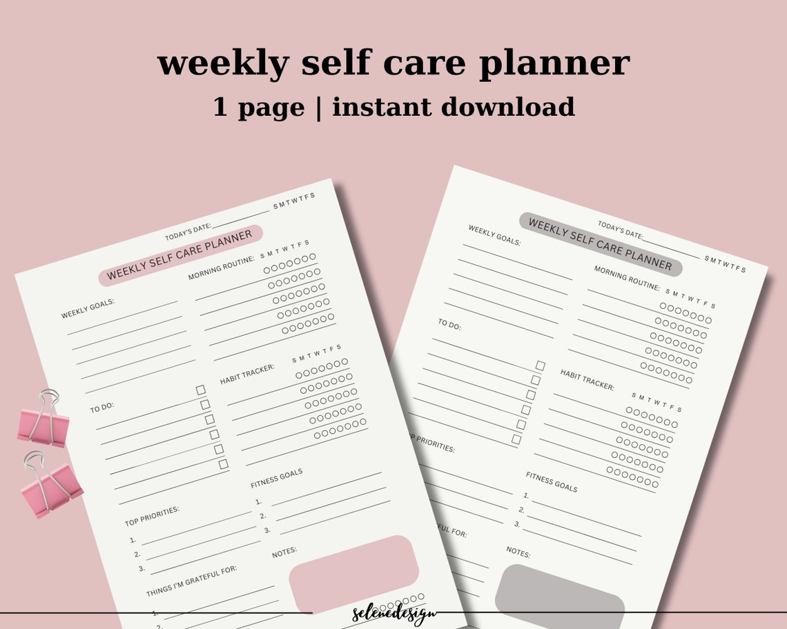 Weekly Self Care Tracker Printable, Daily Self Care Checklist, Routine ...